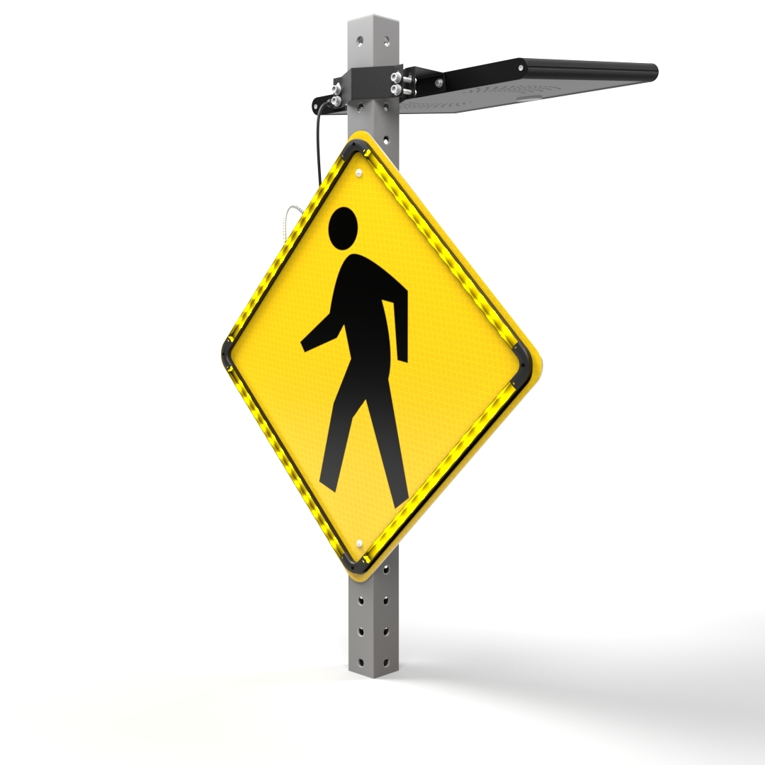 36" Solar Powered Flashing Crosswalk Sign R1-1