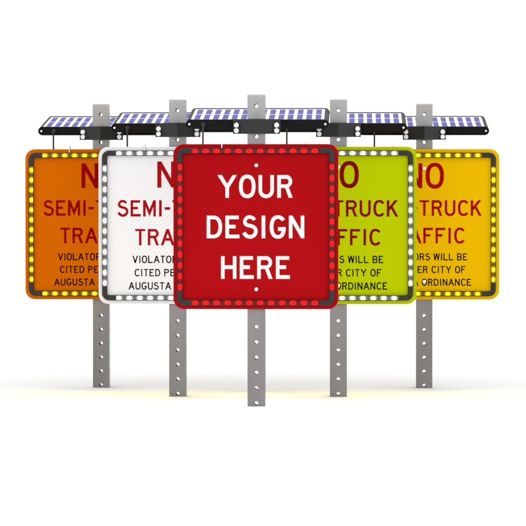 Custom Square Solar Flashing LED Traffic Sign MUTCD