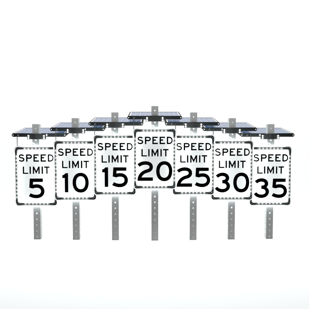 18"x24" Solar Powered Flashing LED Speed Limit Sign (R2-1)