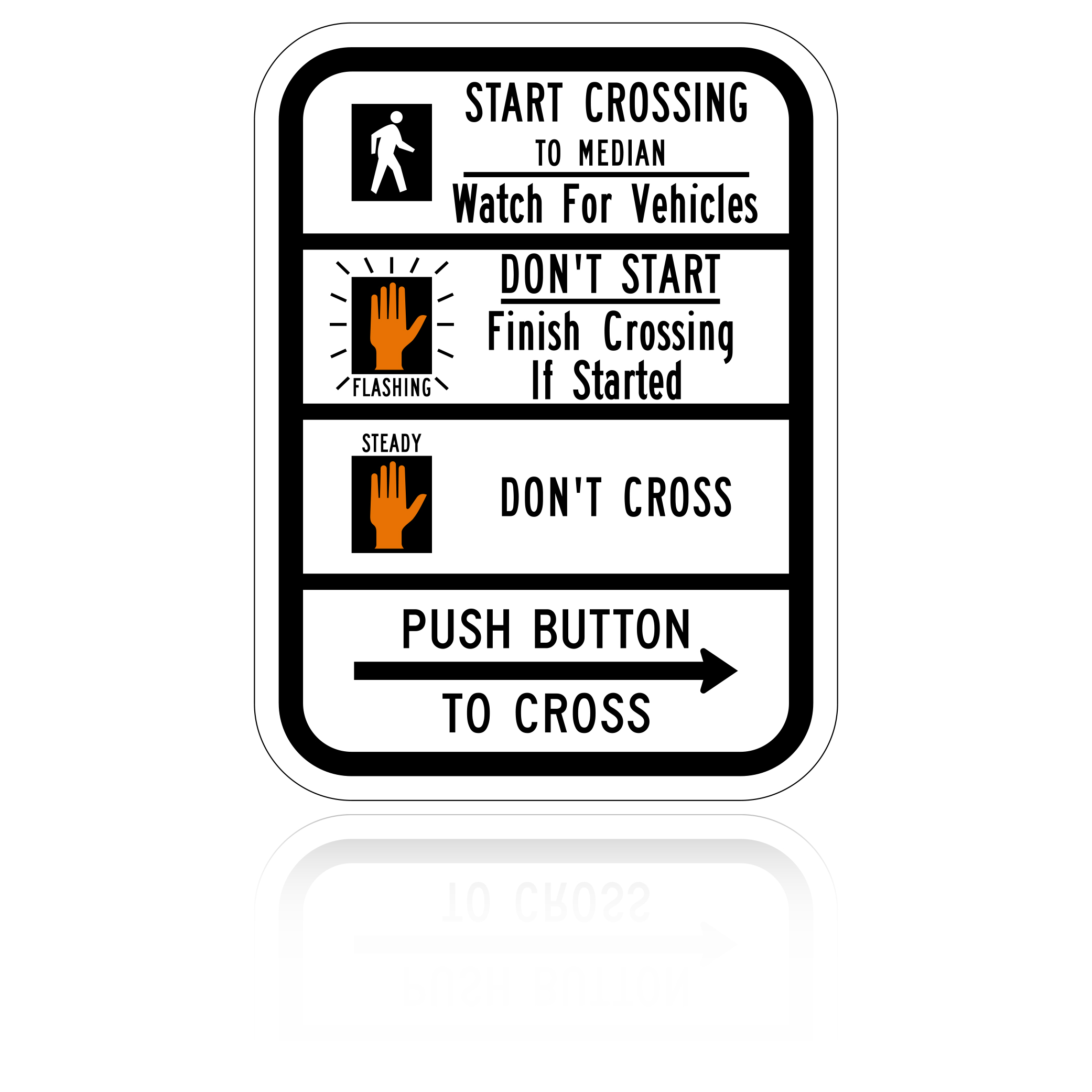 MUTCD R10-3D Pedestrian Signal Information Sign - Two-Stage Crossing