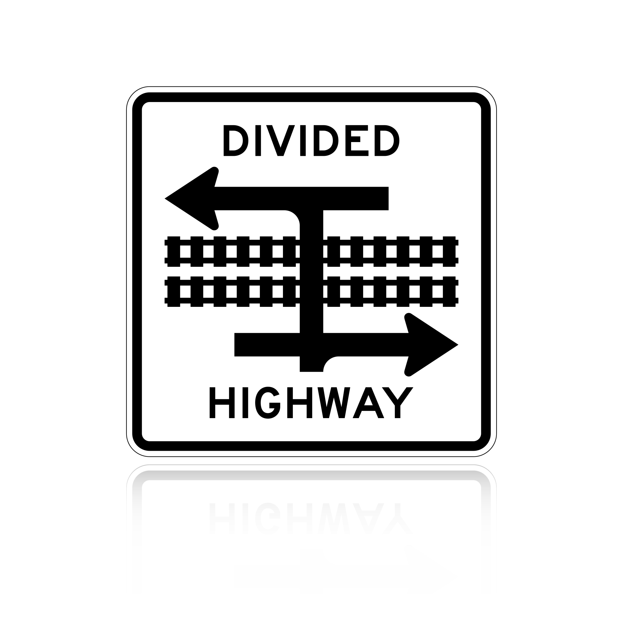 MUTCD R15-7A Divided Highway (Rail) (T Intersection) Sign