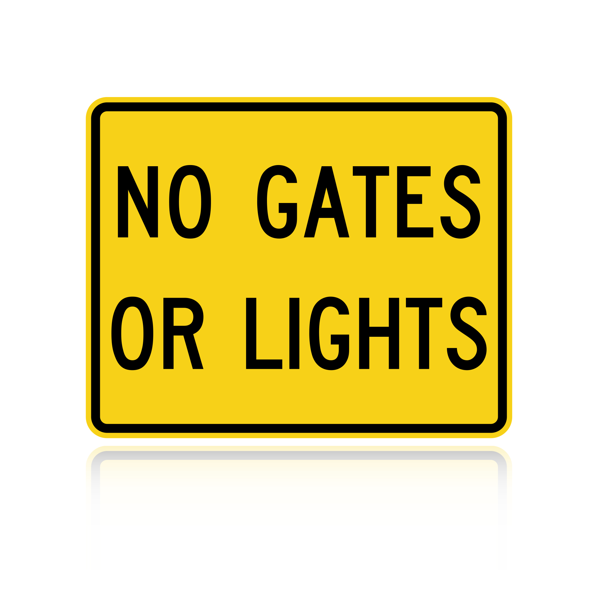 MUTCD W10-13P No Gates or Lights Warning Sign for Railroads