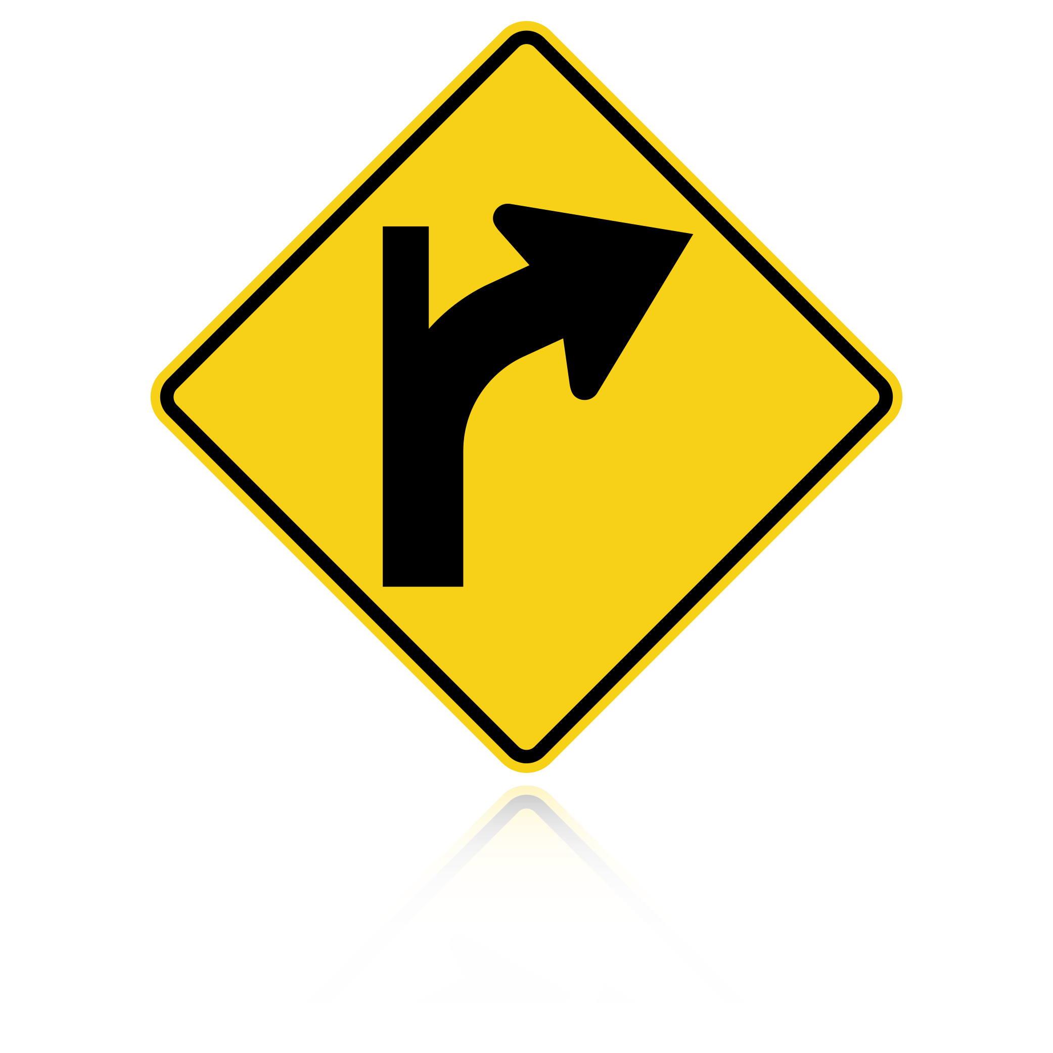 MUTCD W1-10BR Right Curve Side Road Intersection Sign