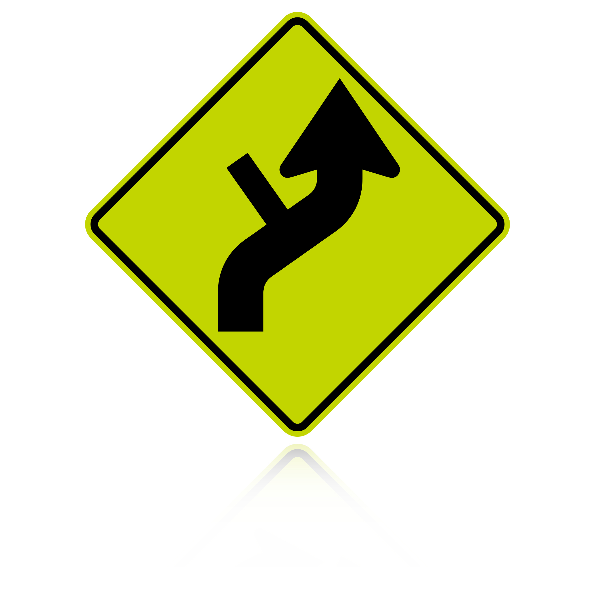 MUTCD W1-10DR Right Reverse Curve Side Road Intersection Sign