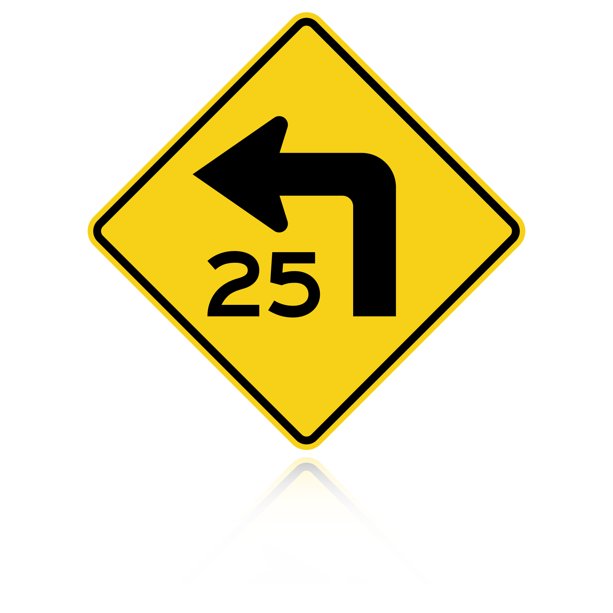 MUTCD W1-1aL Speed Advisory Turn Left Traffic Control Sign