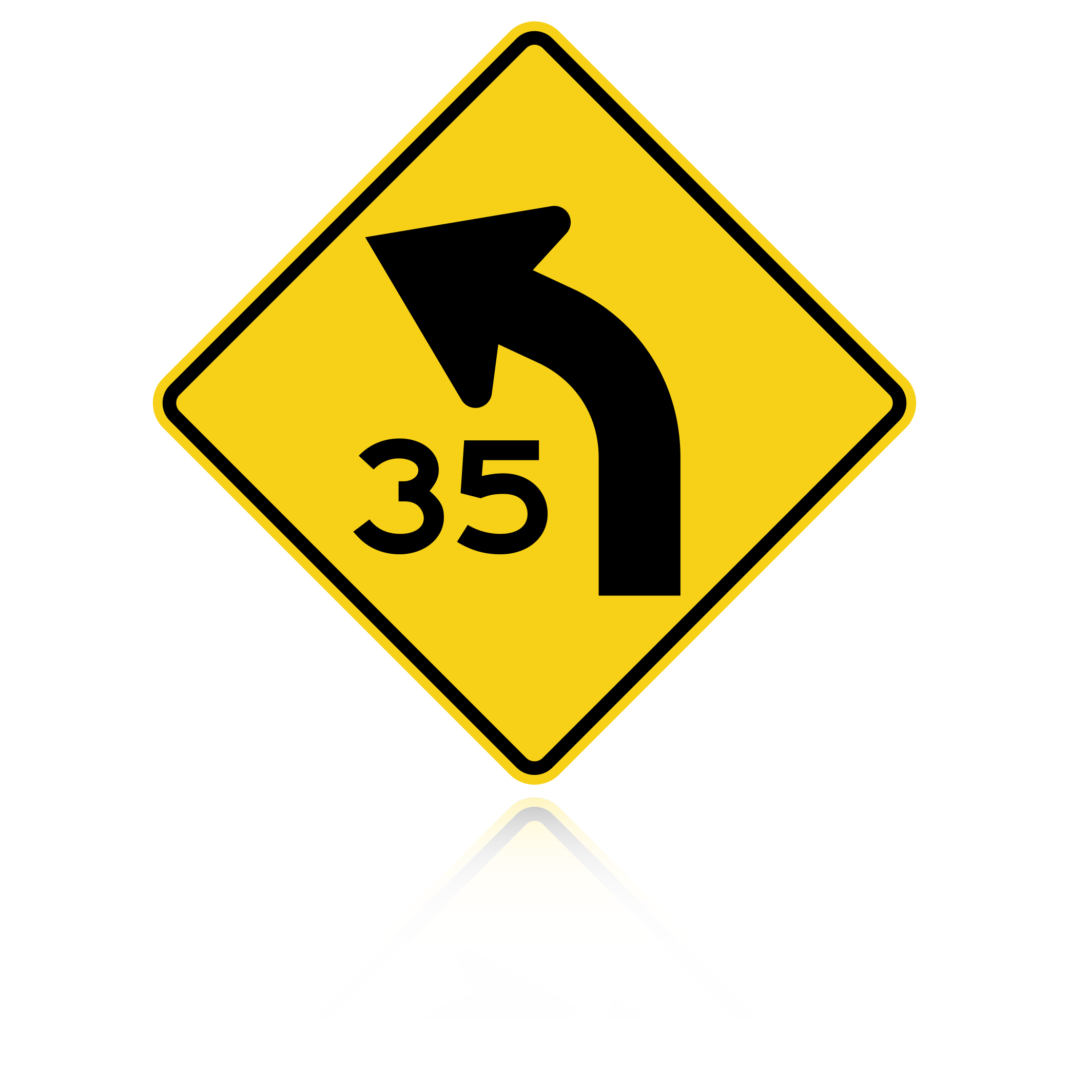 MUTCD W1-2aL Advisory Speed Limit Left Traffic Control Sign