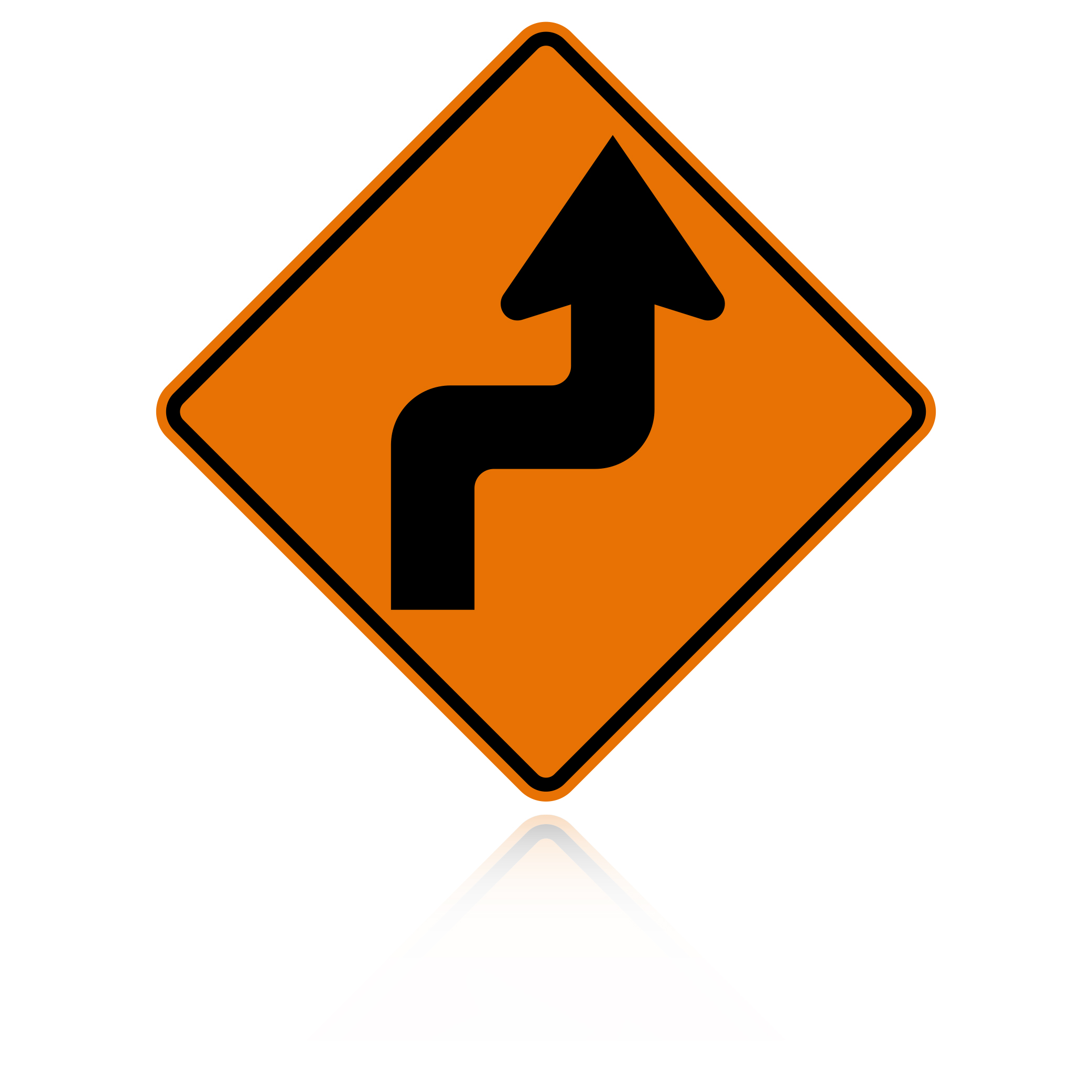 Right Reverse Turn Sign W1-3R - Reflective Traffic Sign