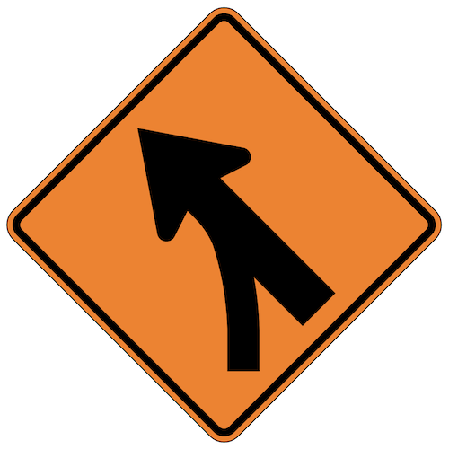 MUTCD W4-5 Entering Roadway Merge Left Traffic Control Sign