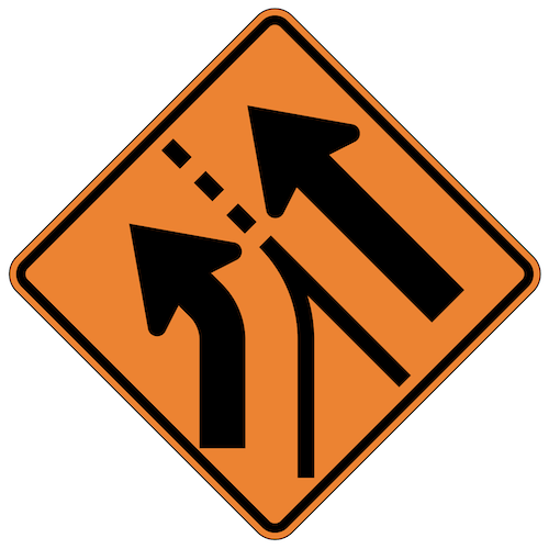 MUTCD W4-6L Entering Roadway Added Lane Left Traffic Sign MUTCD W4-6L Entering Roadway Added Lane Left Traffic Sign