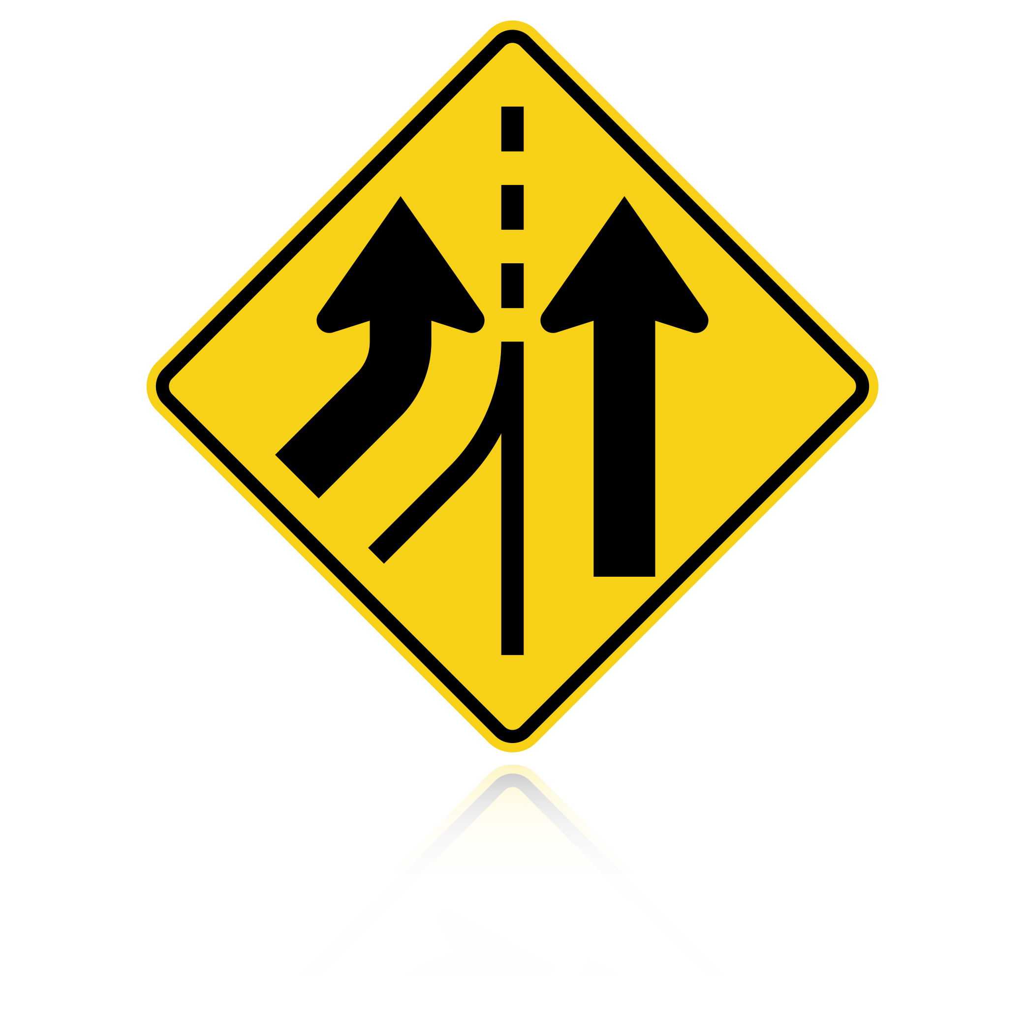Added Lane Left Traffic Sign MUTCD W4-3L