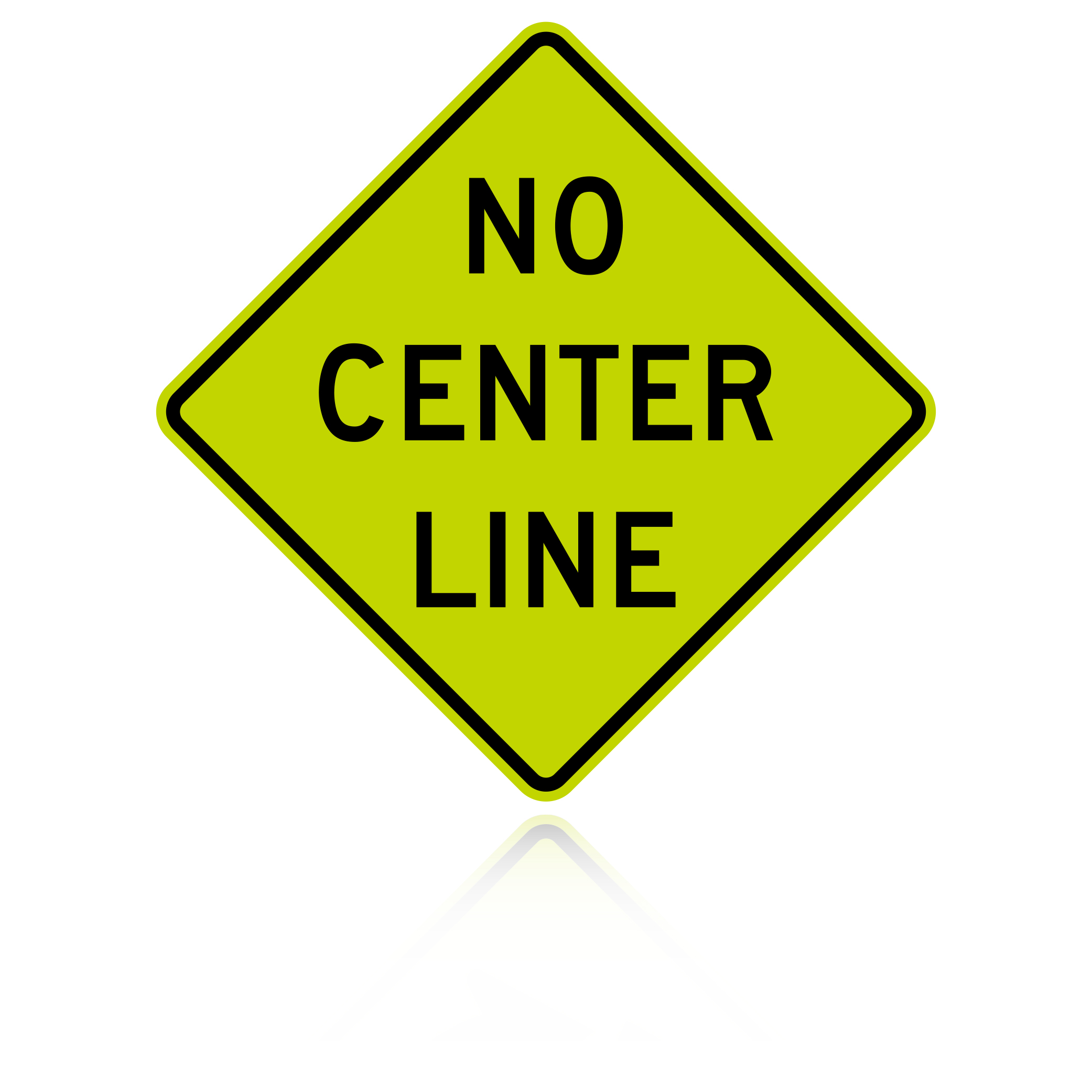 MUTCD W8-12 No Center Line Traffic Warning Sign