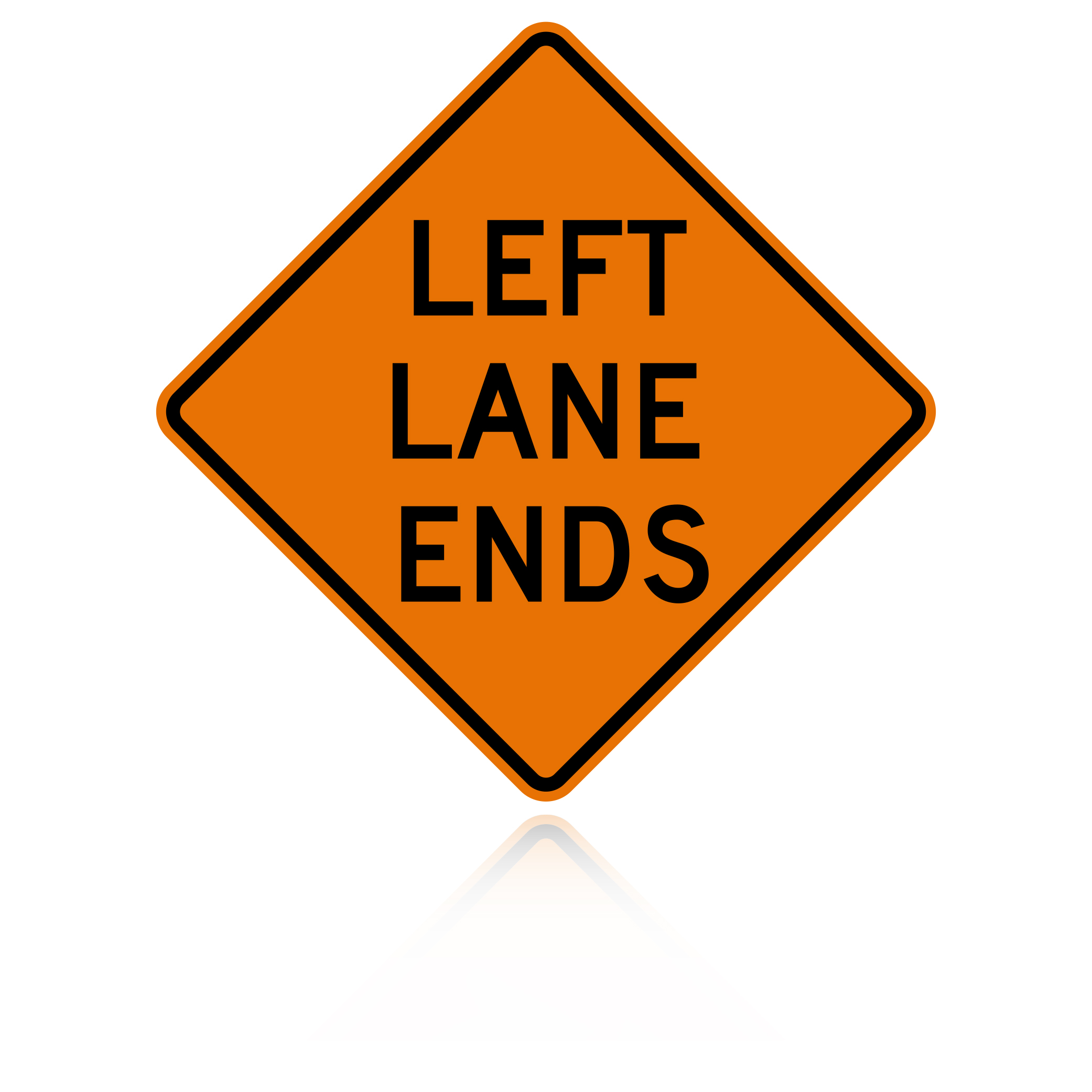 Left Lane Ends Sign - MUTCD W9-1L Traffic Warning Sign