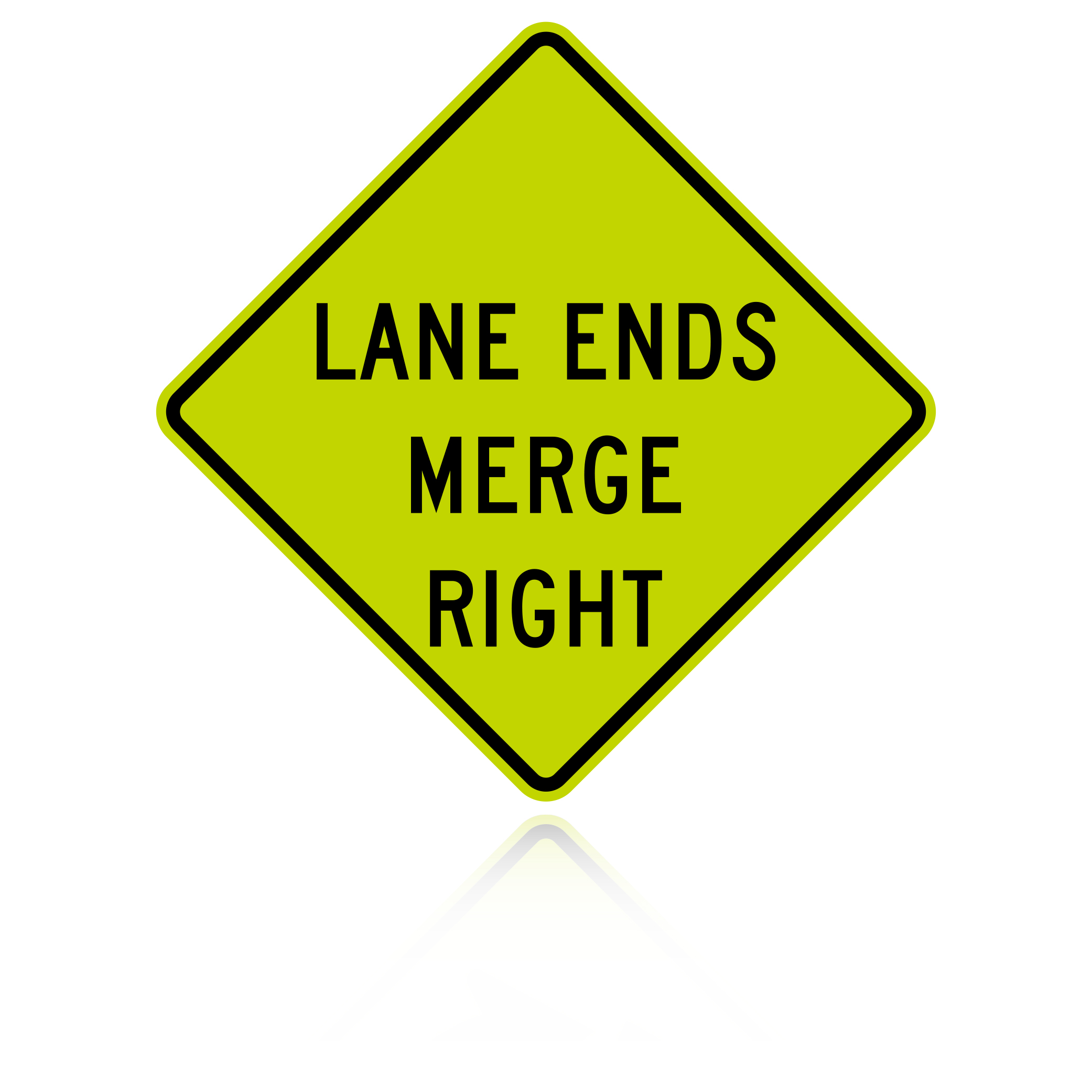 Lane Ends Merge Right MUTCD W9-2R Traffic Sign