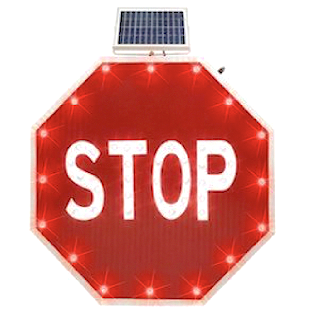 36" Solar Powered Flashing LED Octagon Stop Sign: ledlighting-solutions.com