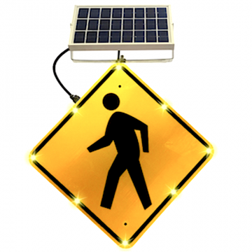 30" Solar LED Crosswalk Sign W11-2 MUTCD