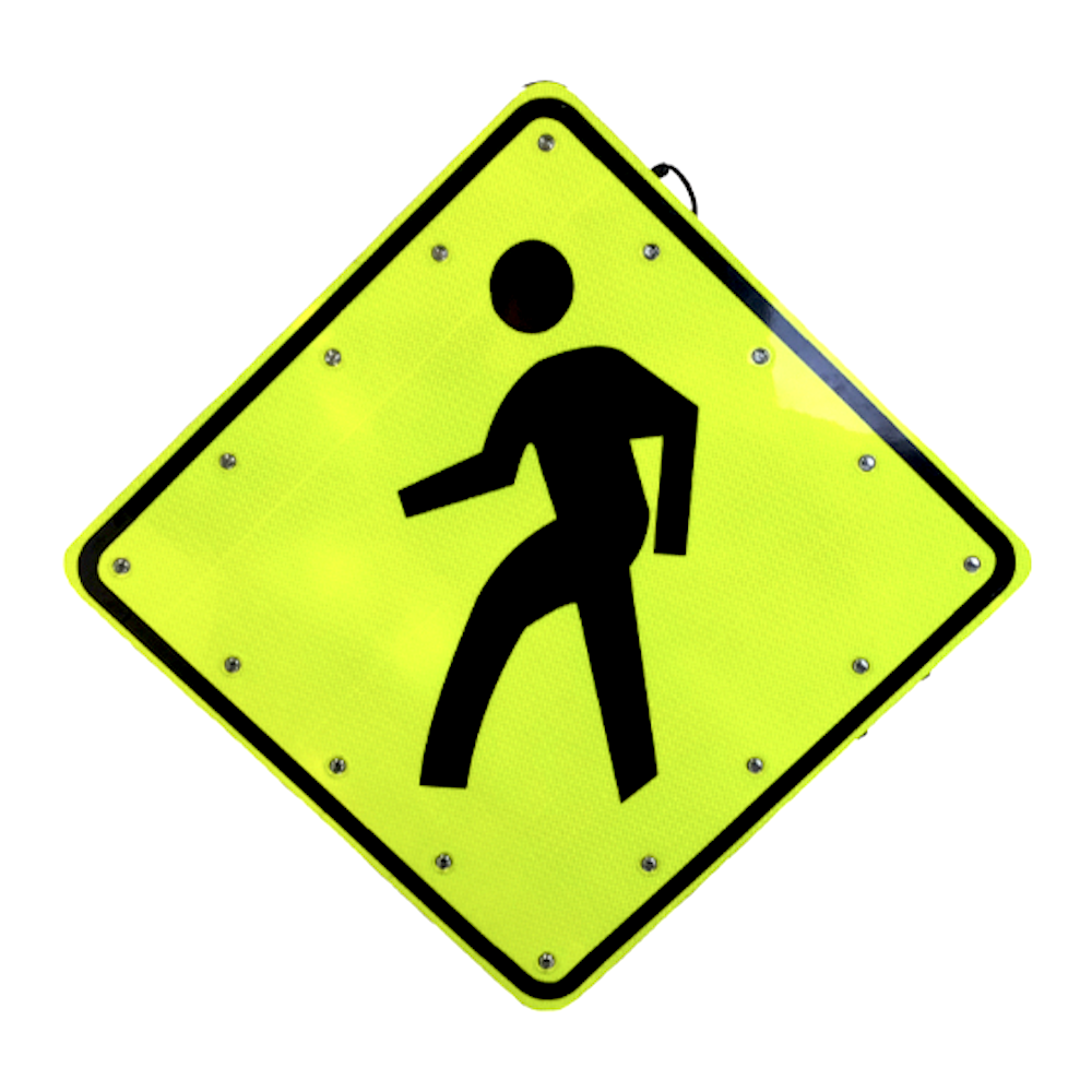 30" Solar LED Crosswalk Sign W11-2 MUTCD
