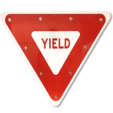 24" Solar Flashing Yield Sign MUTCD R1-2