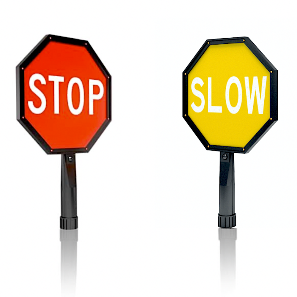 12" Flashing LED Dual Traffic Control Sign Paddle